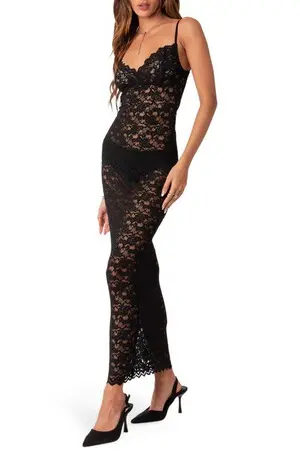 EDIKTED Xandra Sheer Lace Maxi Dress
