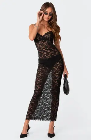 EDIKTED Xandra Sheer Lace Maxi Dress