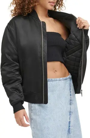 LEVI'S Oversized Satin Bomber Jacket - Black