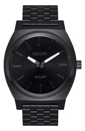 Nixon Time Teller Solar Bracelet Watch - All Black / White