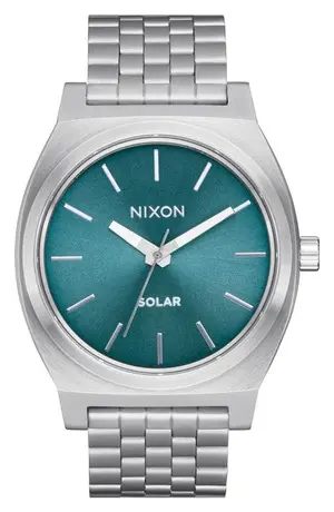 Nixon Time Teller Solar Bracelet Watch - Silver/dusty Blue Sunray
