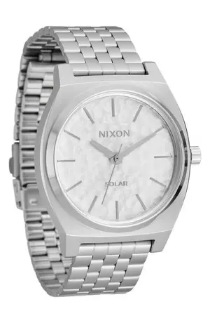 Nixon Time Teller Solar Bracelet Watch - Silver/snow