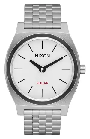 Nixon Nixon Time Teller Solar Bracelet Watch Silver/white Lume