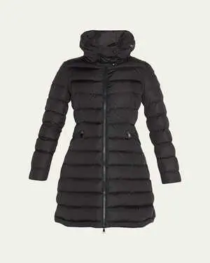 Moncler Flammette Long Puffer Coat - Black