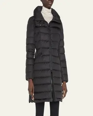 Moncler Flammette Long Puffer Coat - Black