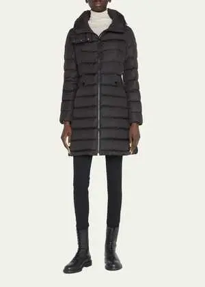 Moncler Flammette Long Puffer Coat - Black
