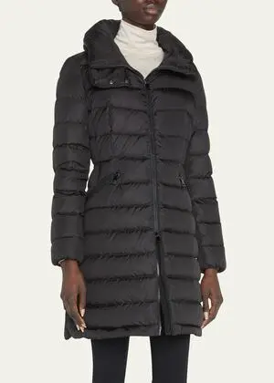 Moncler Flammette Long Puffer Coat - Black