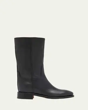 Santoni Leather Mid Boots - Black