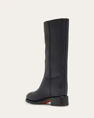 Santoni Leather Mid Boots - Black