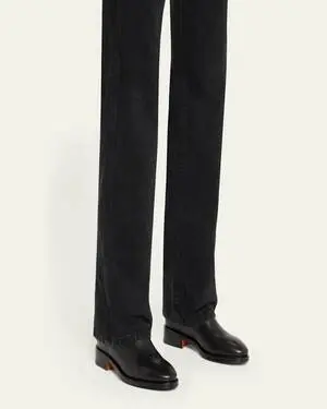 Santoni Leather Mid Boots - Black