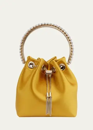 JIMMY CHOO Bon Bon Crystal Satin Bucket Bag - Sunflower