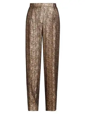 Dries Van Noten Women's Porter Metallic Wide-Leg Pants - Gold  - Gold