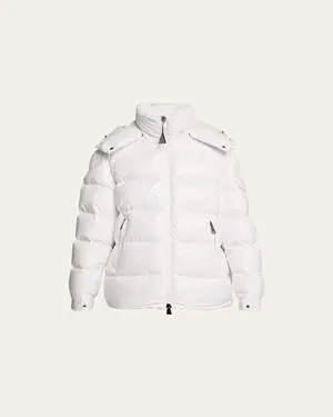 Moncler Maire Shiny Puffer Jacket With Removable Hood - White