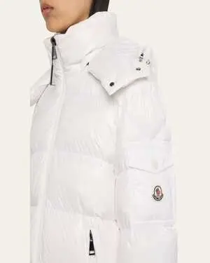 Moncler Maire Shiny Puffer Jacket With Removable Hood - White