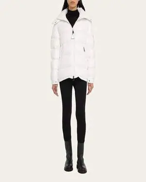 Moncler Maire Shiny Puffer Jacket With Removable Hood - White
