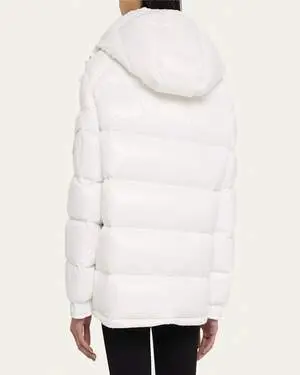 Moncler Maire Shiny Puffer Jacket With Removable Hood - White