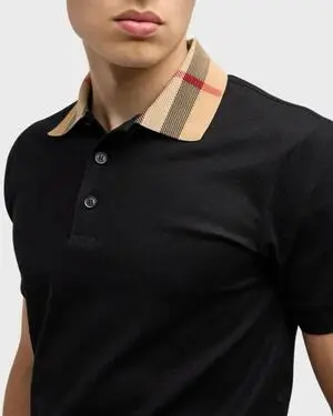Burberry Apos;s Cody Check-collar Polo Shirt - Black