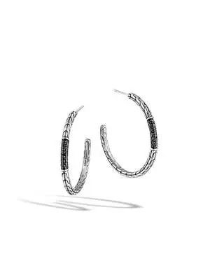 John Hardy Classic Chain Medium Hoop Earring - Treated Black Sapphire