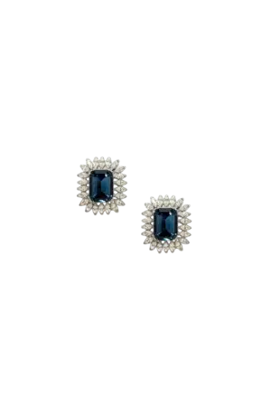 KENNETH JAY LANE Sapphire And Crystal Clip On Earrings - Natural