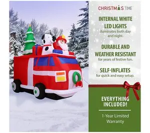 CHRISTMAS TIME 7-ft. Pre-lit Inflatable Firefig Hter Santa