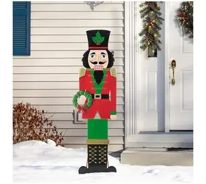 GLITZHOME 60' Metal Nutcracker Porch Sign Decor