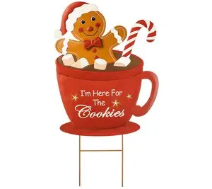 GLITZHOME 30 Gingerbread In Coffee Mug Yargarden Stake - One-color