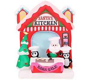 CHRISTMAS TIME 7-ft. Pre-lit Santa's Kitchen In Flatable - One-color