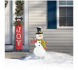 GLITZHOME 40 Metal Snowman Yard Garden Stake