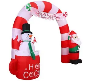 CHRISTMAS TIME 9-ft. Wide Pre-lit Candy Cane Ar Ch Inflatable