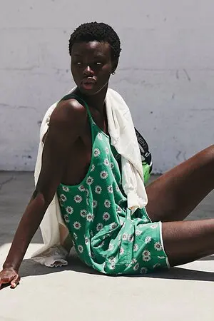 Free People FP Movement Hot Shot Printed Romper Daisy Verdant Combo
