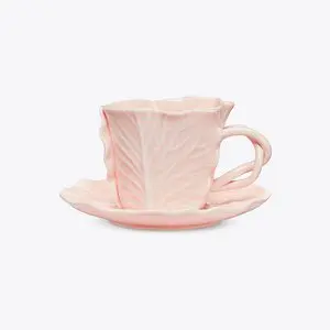 Tory Burch Tory Burch Lettuce Ware Cup & Saucer, Set Of 2 Pale Pink