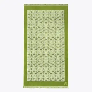 Tory Burch T-tile Beach Towel - Spring Leaf/white
