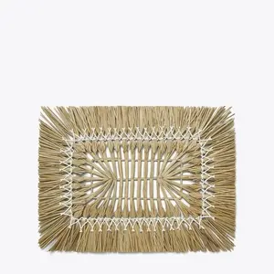 Tory Burch Rectangle Raffia Placemat, Set Of 4 - Brown