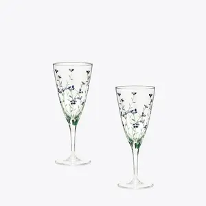 Tory Burch Jolie Fleur Champagne Glass, Set Of 2 - Clear