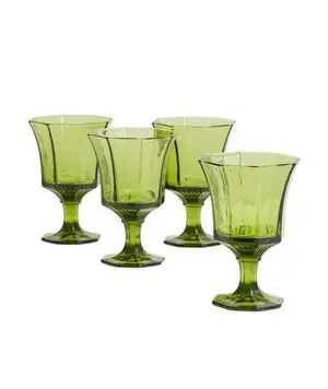 Tory Burch Pressed-glass Water Glass, Set Of 4 - Green