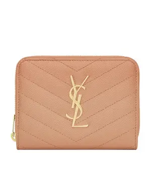 Saint Laurent Small Monogram Matelassé Zip-around Wallet - Black