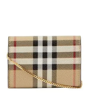 Burberry Check Card Case With Detachable Chain Strap