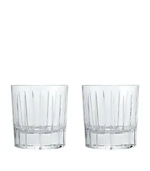 Christofle Set Of 2 Iriana Crystal Double Old Fashioned Glasses - Silver