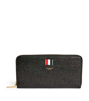 Thom Browne Leather Continental Zip Wallet - Black