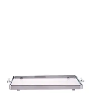 ZODIAC Chrome Trimmed Glass Tray - Silver