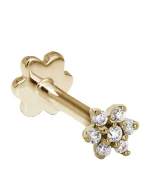 MARIA TASH Diamond Flower Threaded Single Stud Earring - Gold