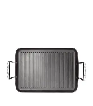 LE CREUSET Toughened Non-stick Ribbed Rectangular Grill - Black