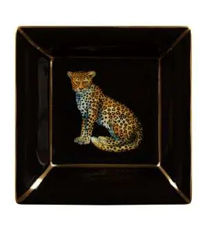 Halcyon Days Square Leopard Tray - Black