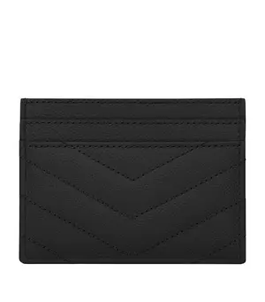 Saint Laurent Monogram Matelassé Card Holder - Black