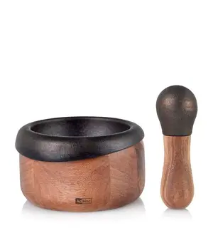 ADHOC Wood Crush Pestle And Mortar - Brown