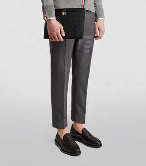 Thom Browne Medium Leather Pouch - Black