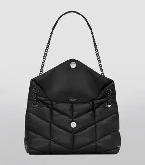 Saint Laurent Leather Puffer Shoulder Bag - Black