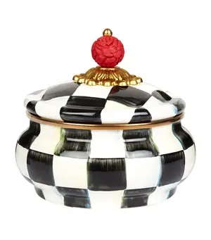 MACKENZIE-CHILDS Courtly Check Squashed Pot - Black