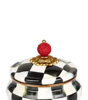 MACKENZIE-CHILDS Courtly Check Squashed Pot - Black