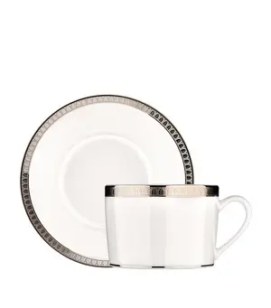 Christofle Porcelain Malmaison Espresso Cup And Saucer - Silver